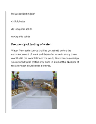 Tests for water quality for construction | DOCX