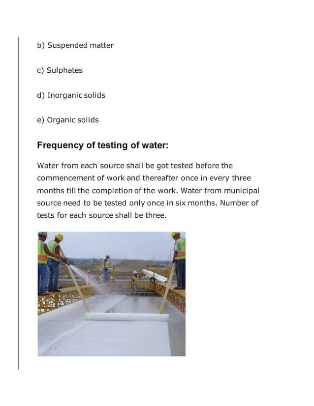 Tests for water quality for construction | DOCX | Chemistry | Science