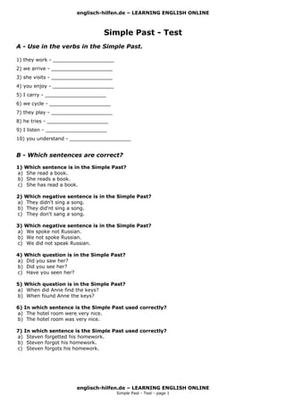 Test simple past | PDF