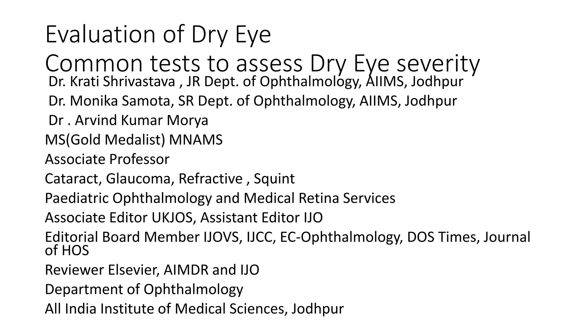 Tests in dry eye | PPTX