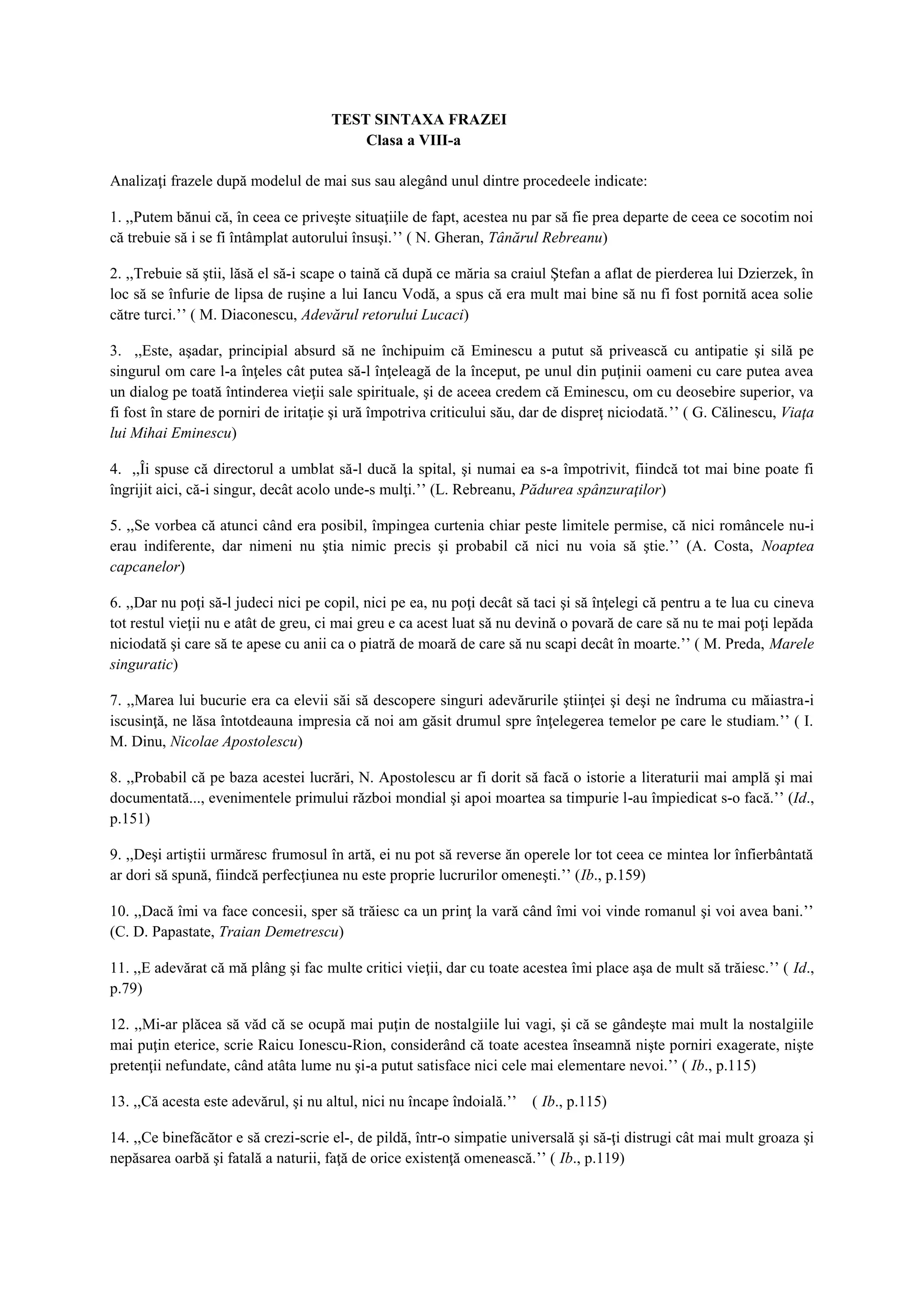 Test sintaxa frazei | DOCX