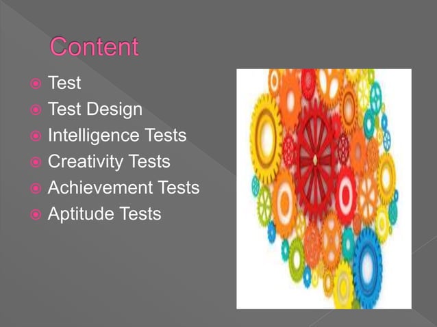 Tests; intelligence,creativity,achievement and aptitude tests | PPTX