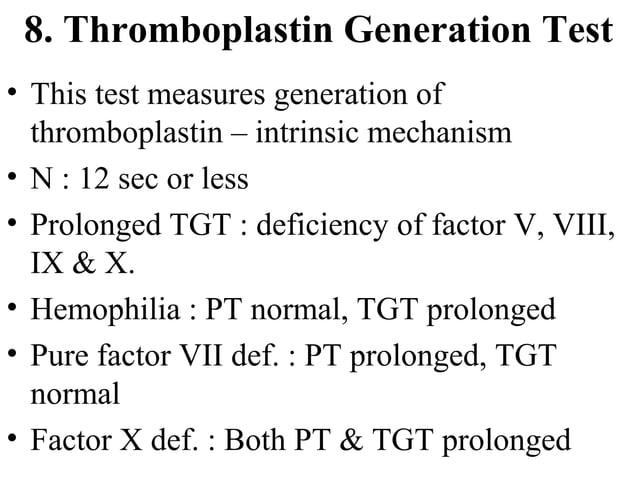 Tests of bleeding disorders | PPT