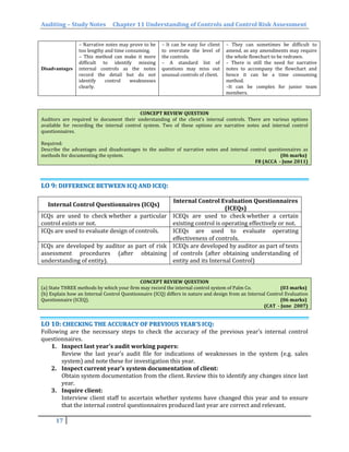 UNDERSTANDING OF INTERNAL CONTROL AND CONTROL , RISK ASSESSMENT | PDF