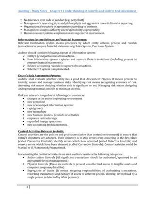 UNDERSTANDING OF INTERNAL CONTROL AND CONTROL , RISK ASSESSMENT | PDF