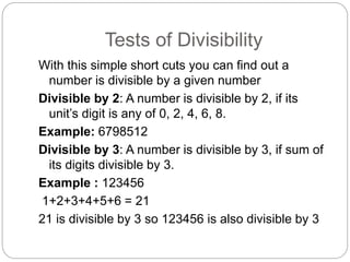 Tests of divisibility | PPTX