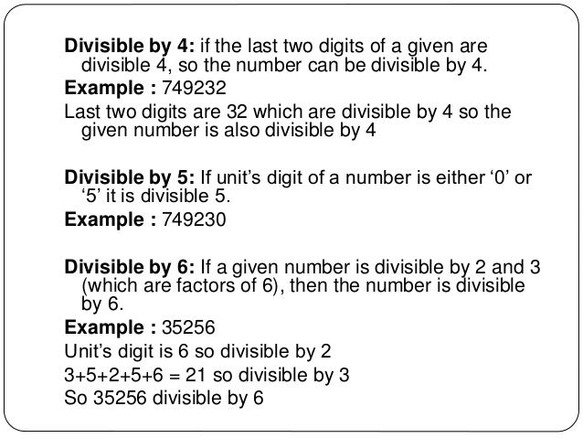 Tests of divisibility