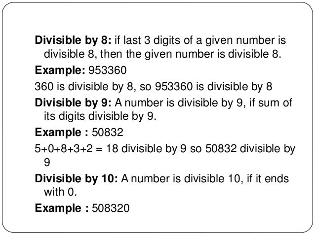 Tests of divisibility