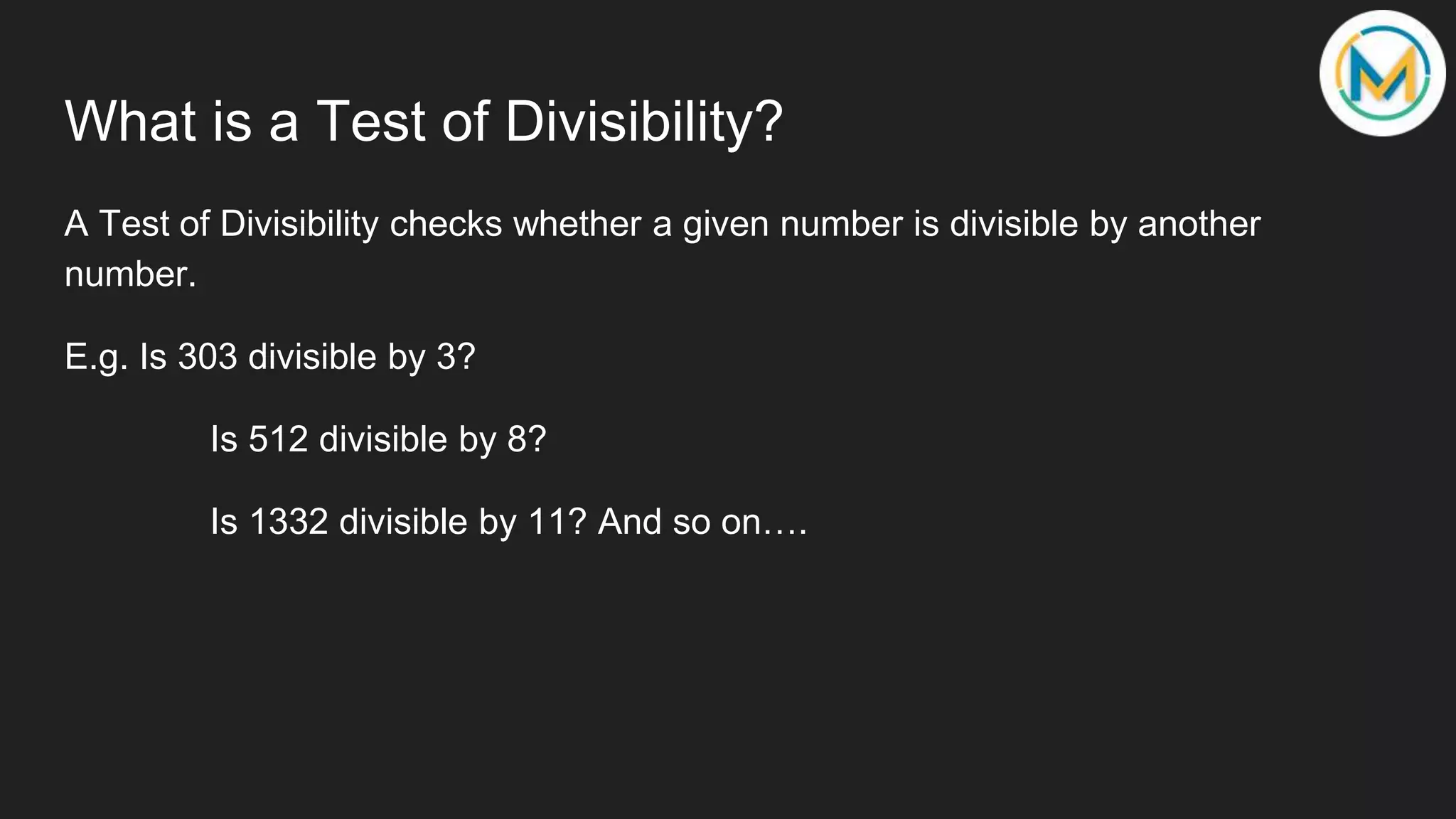 Tests of divisibility | PPTX