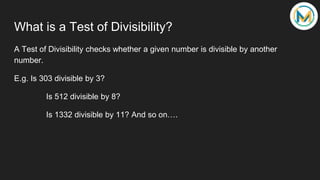 Tests of divisibility | PPTX
