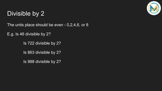 Tests of divisibility | PPTX
