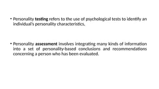 Tests of Personality testing in Psychology | PPTX