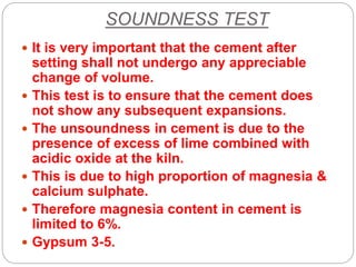 Tests on cement | PPTX