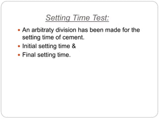 Tests on cement | PPTX