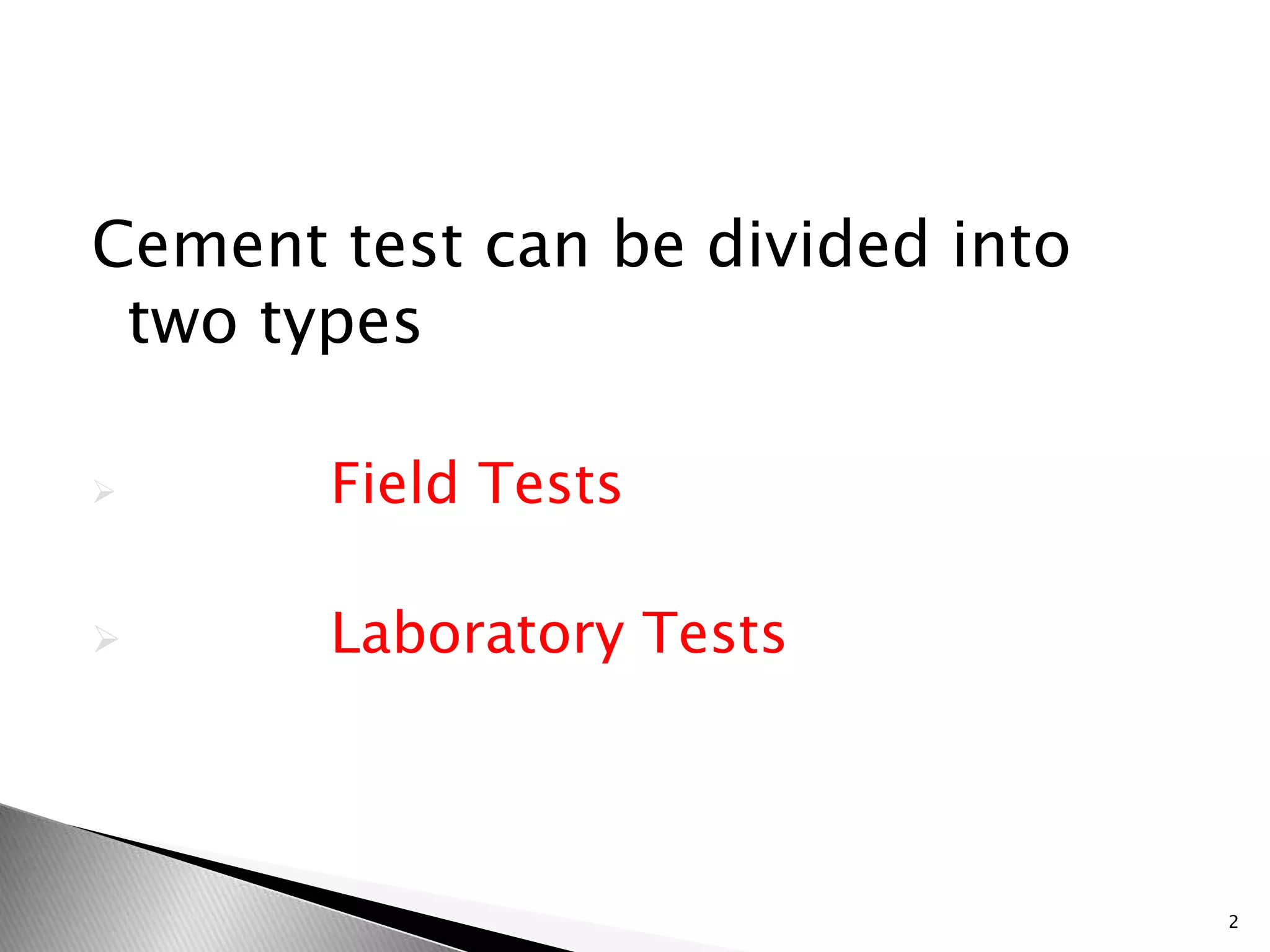 Tests on cement | PPTX