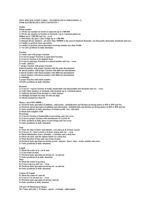 Test specification table | PDF