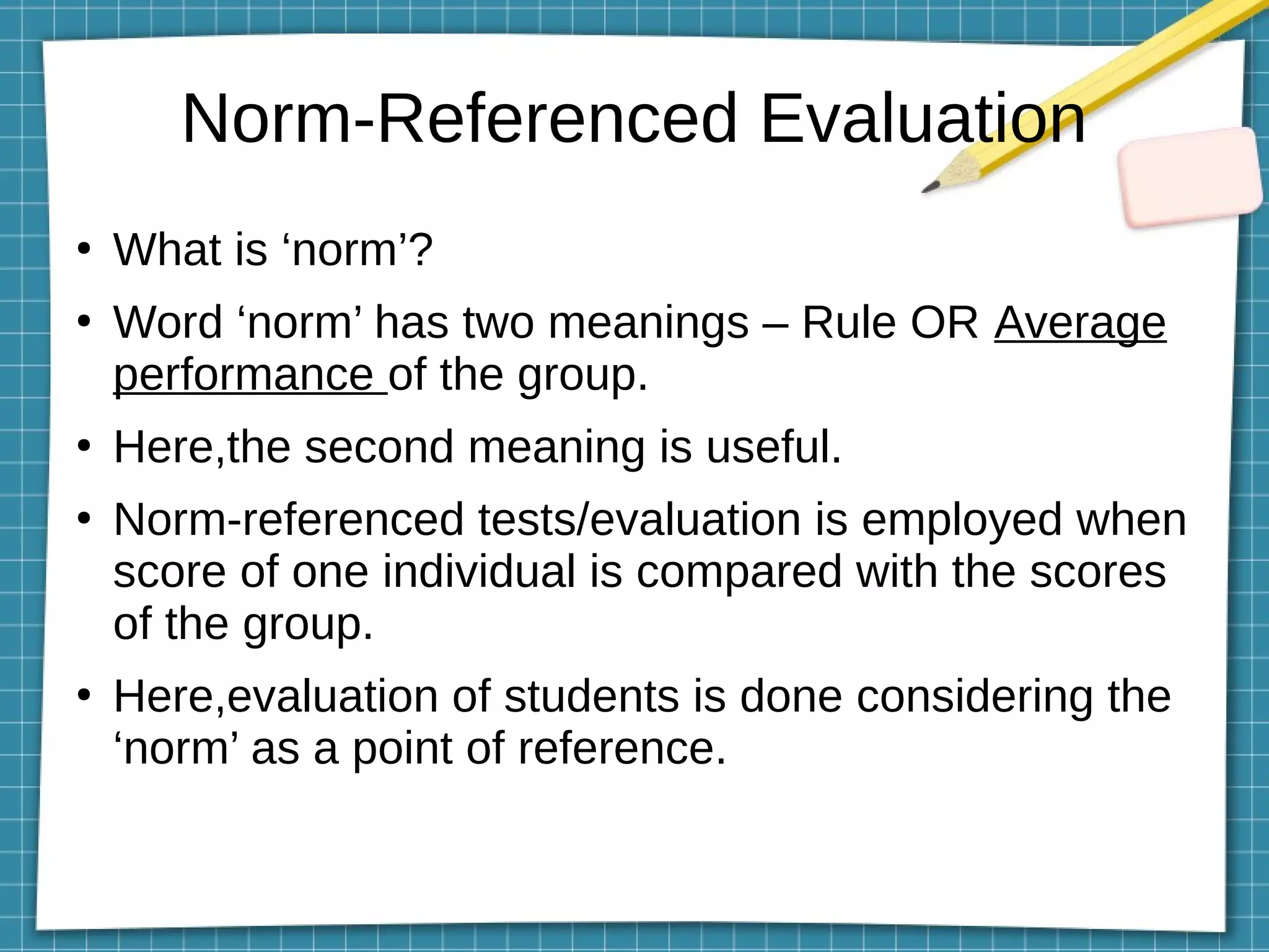 Norm & Criterion referenced tests | PDF