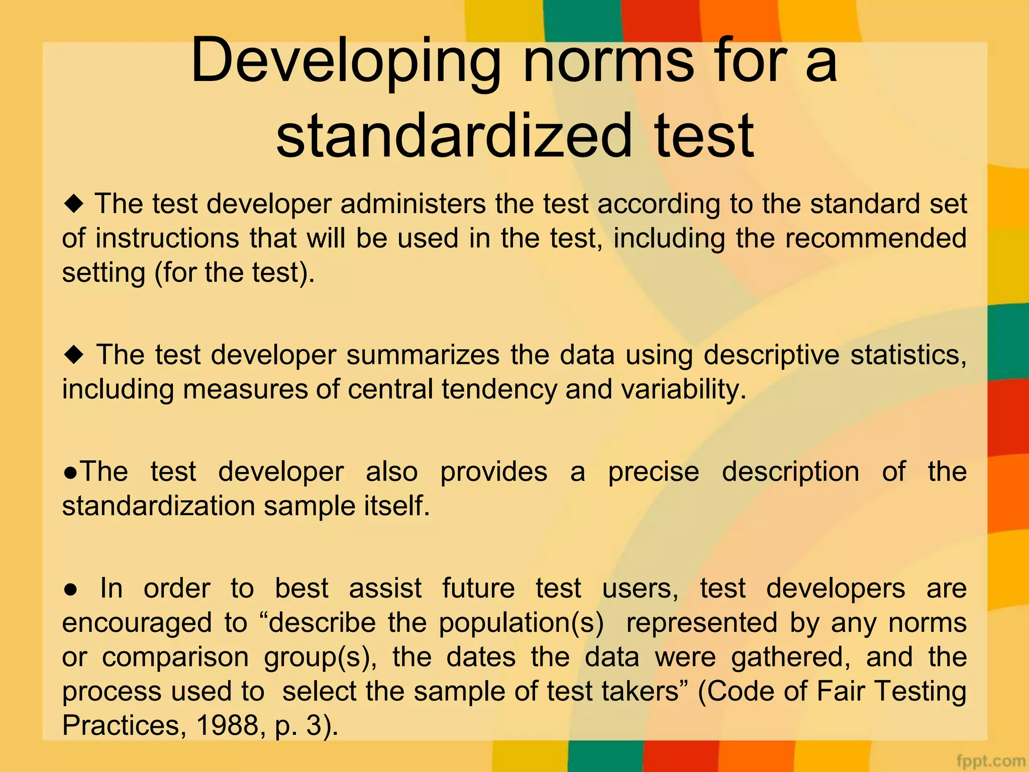 Test standardization and norming | PDF