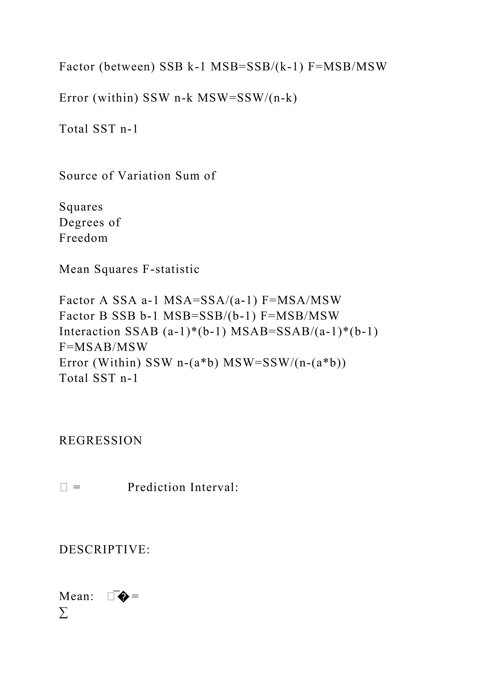 Test Statistic Excel functions Confidence Interval formula .docx