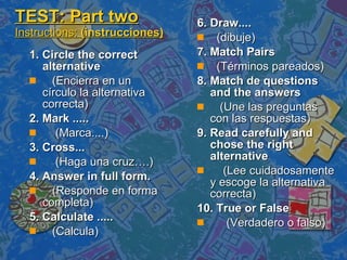 Tests With English Instructions | PPT