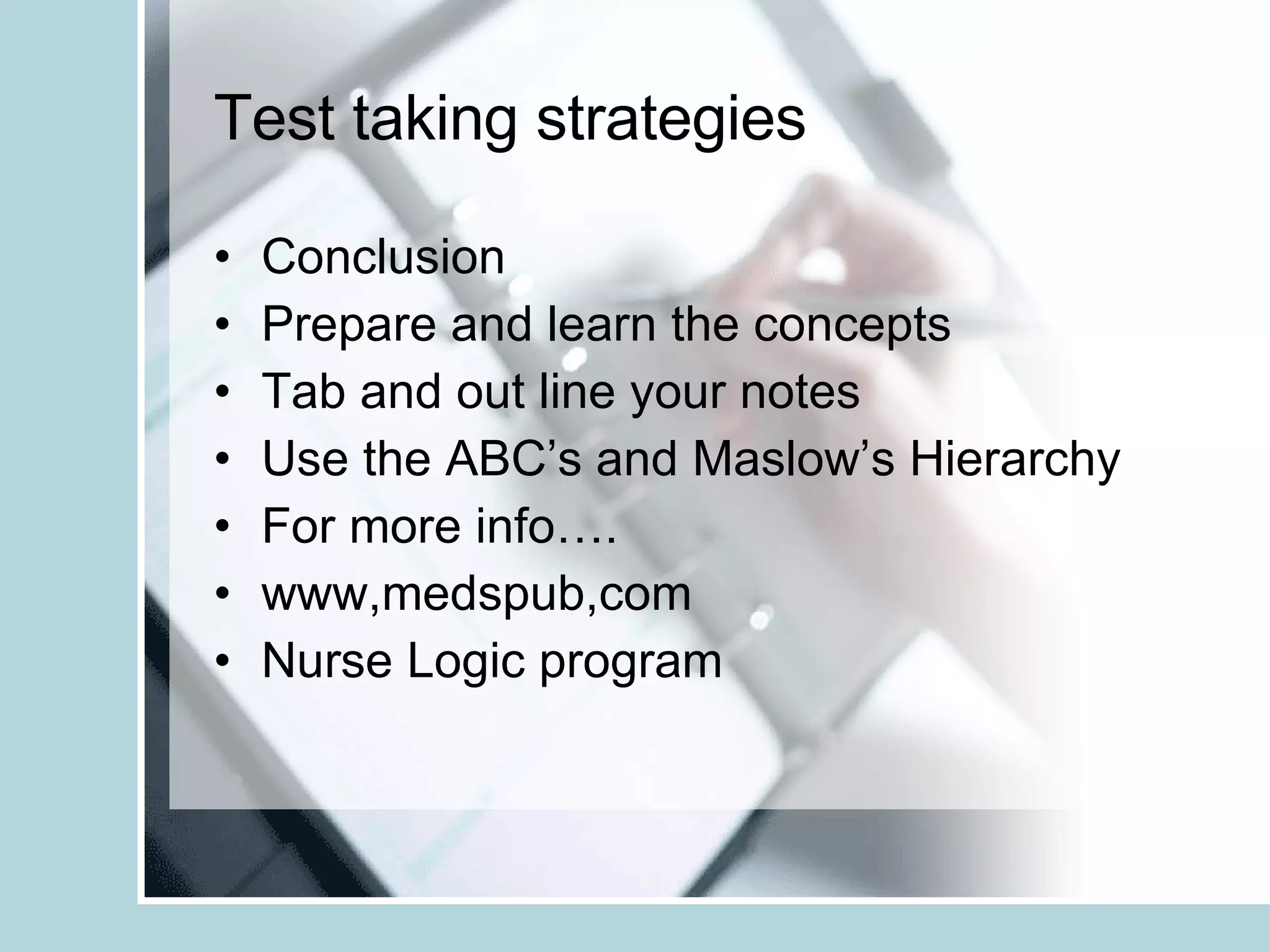 Test Taking Strategies For Nursing Students | PPT