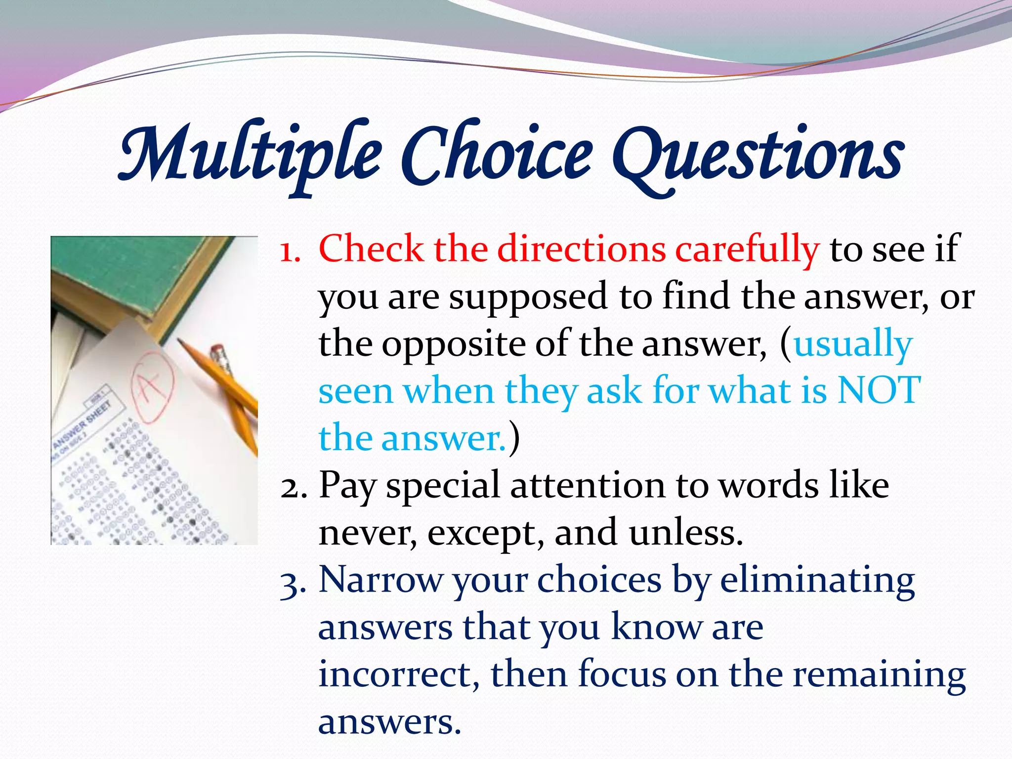 Test taking strategies lesson | PPT
