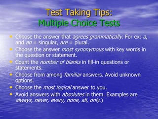 Test Taking Tips | PPTX