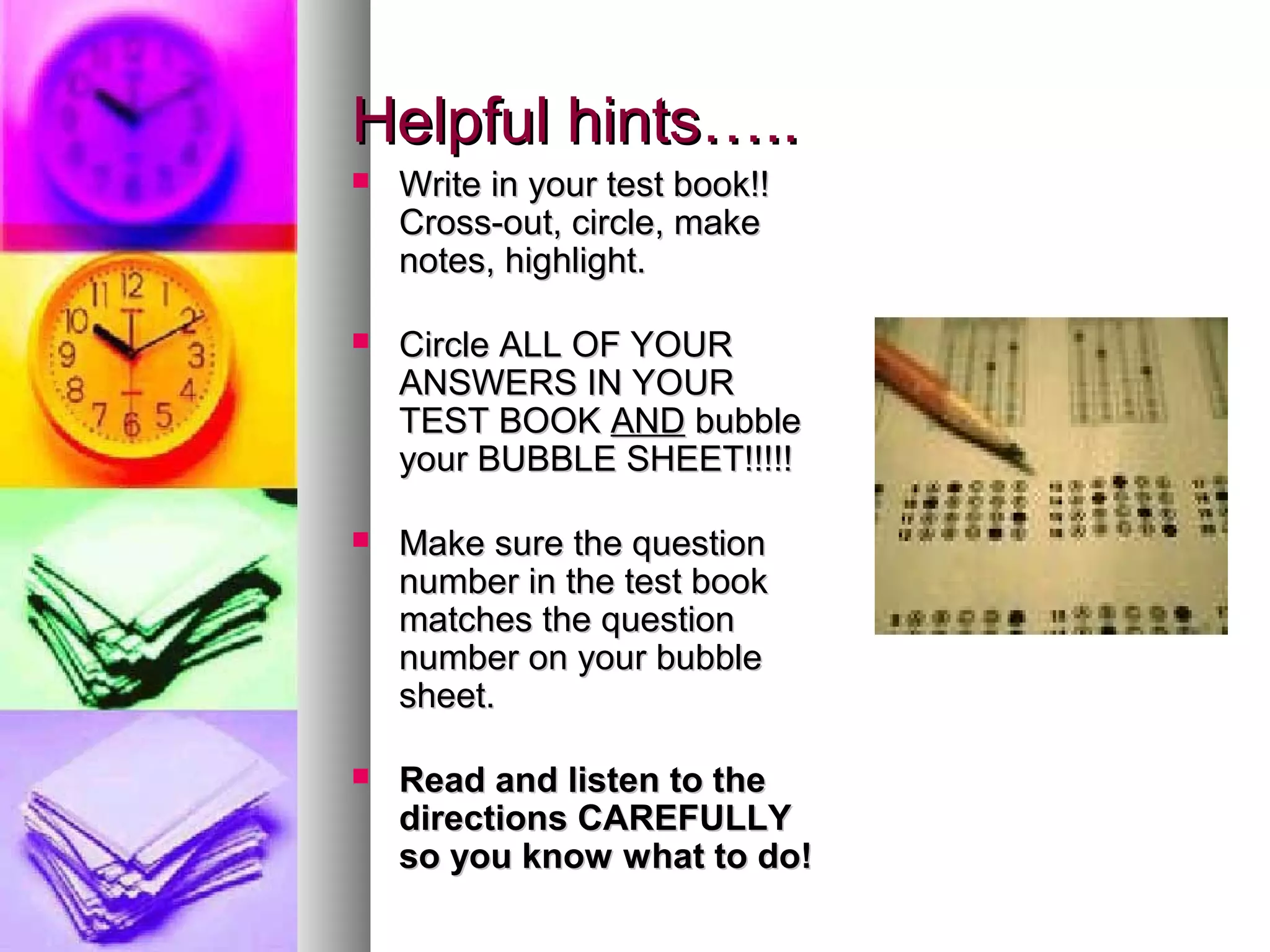 Test taking tips for the eo gs powerpoint | PPT | Standardized Testing ...