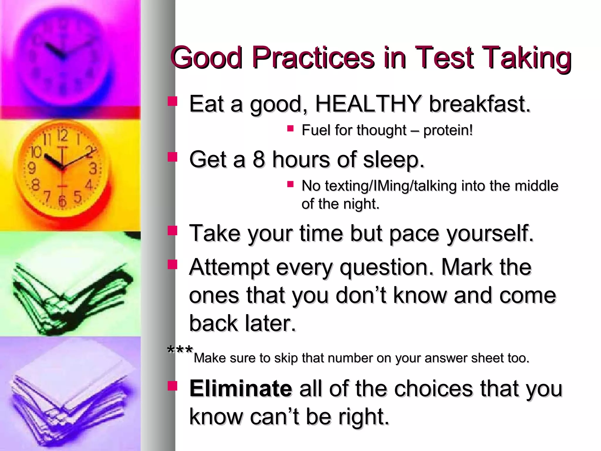 Test taking tips for the eo gs powerpoint | PPT | Standardized Testing ...