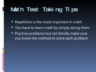 Test tips for a math test97 | PPT