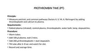 Test to evaluate hemostasis hematology.pptx