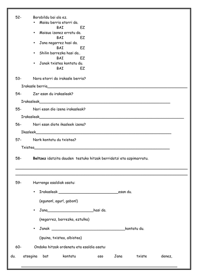 Testu laburrak ulermena lantzeko | PDF