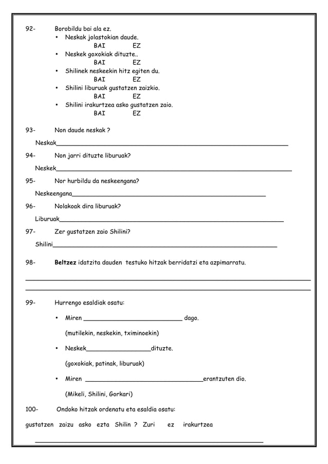 Testu laburrak ulermena lantzeko | PDF