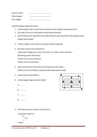Tes tulis html dan css | DOC