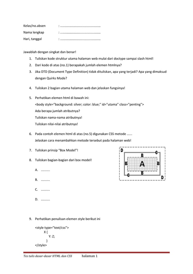 Tes tulis html dan css | PDF