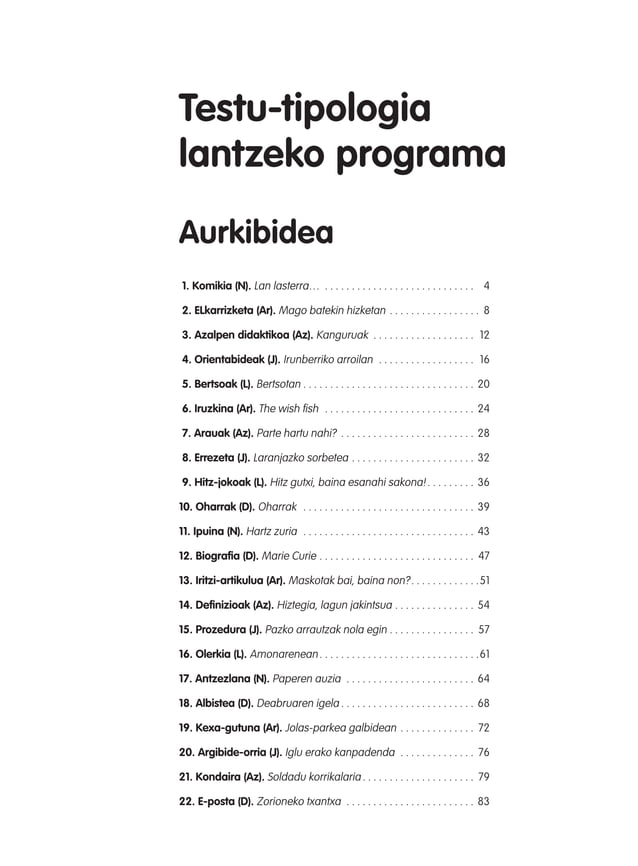 Testu mota desberdinak lantzeko fitxak euskara | PDF