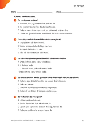 Testu mota desberdinak lantzeko fitxak euskara | PDF