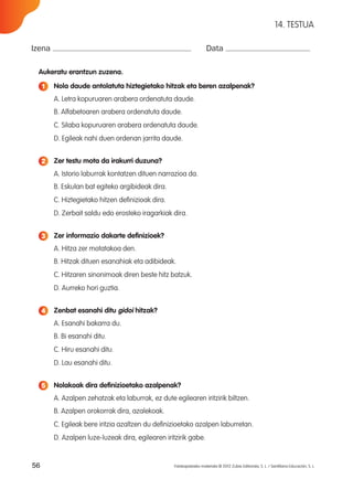 Testu mota desberdinak lantzeko fitxak euskara | PDF
