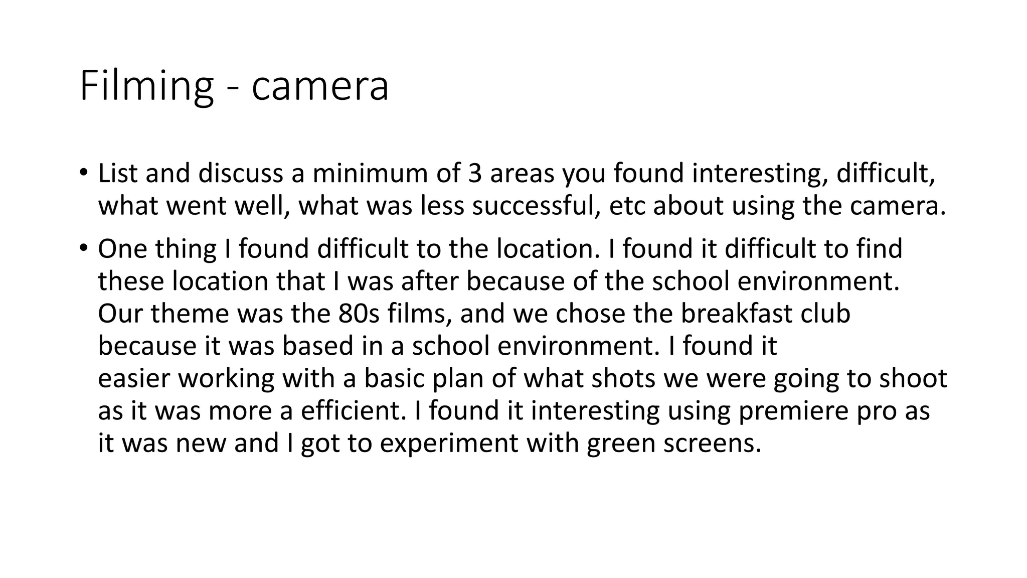 Test video reflections proforma 2021 copy | PPTX | Video Production ...