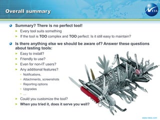 Testwarez 2009 Use Proper Tool | PPT