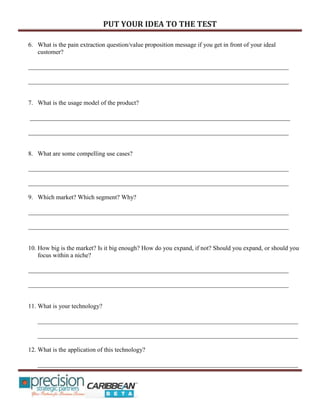 Test your idea questionnaire | DOCX