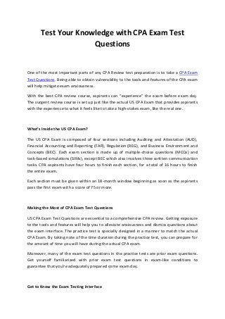 Test your knowledge with cpa exam test questions