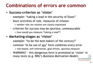 Vision, Role, Mission, Goal: a framework for business motivation | PPT