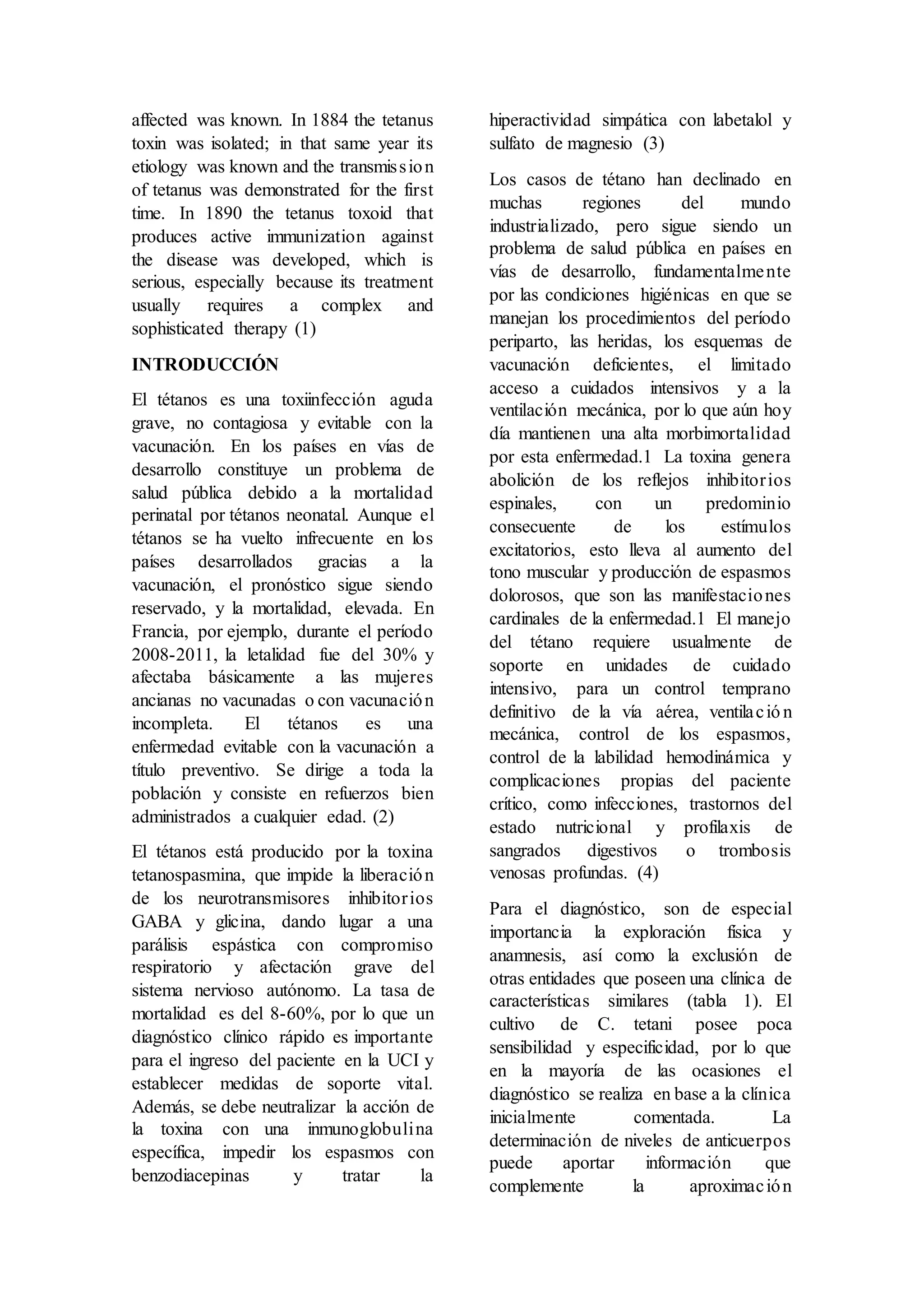 ENFERMEDAD DEL TÉTANO | DOCX