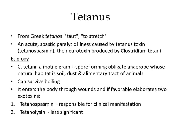 Tetanus-1.pptx | Brain and Nervous System Disorders | Diseases and ...