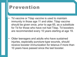 Tetanus | PPTX | Infectious Diseases | Diseases and Conditions