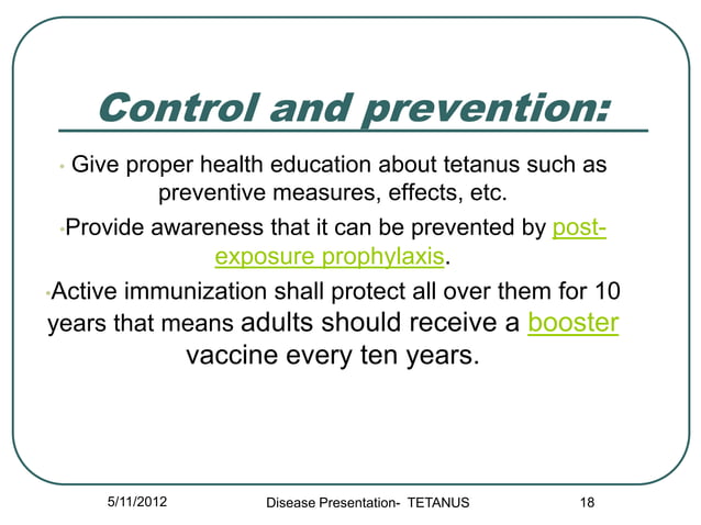 Tetanus | PPTX | Infectious Diseases | Diseases and Conditions