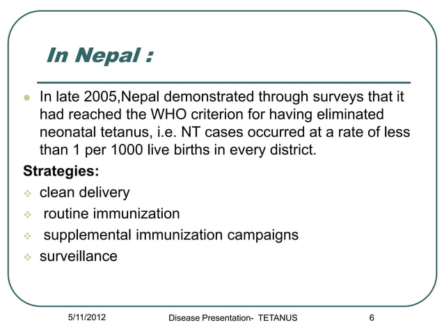 Tetanus | PPTX | Infectious Diseases | Diseases and Conditions