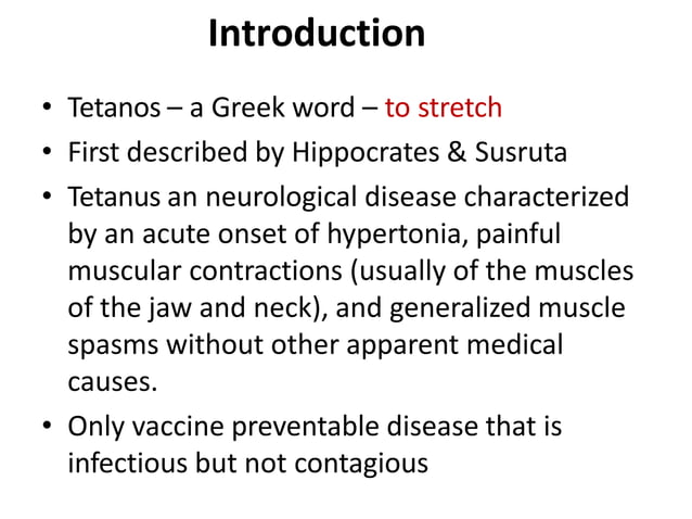 Tetanus | PPTX | Infectious Diseases | Diseases and Conditions