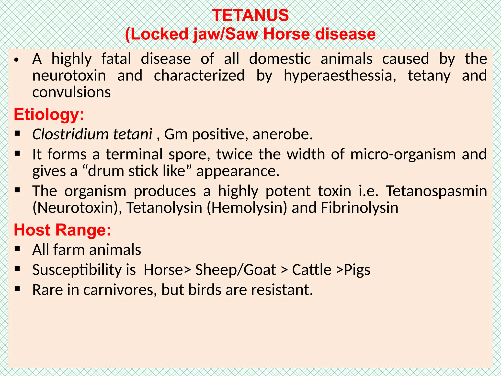 TETANUS how it cause etiology clinical signs | PPTX